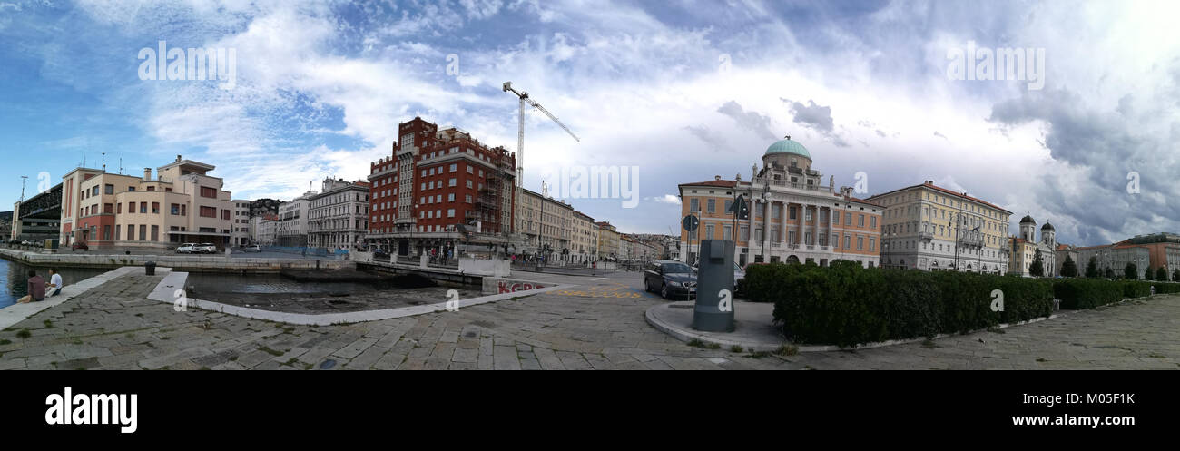 This image features buildings in Trieste, Italy, showcasing ...