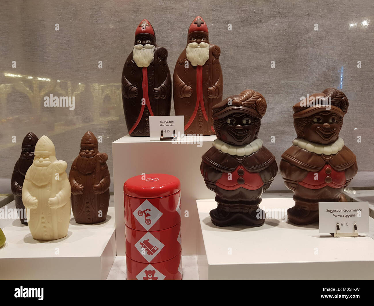 This image showcases a chocolate representation of Sinterklaas, a ...