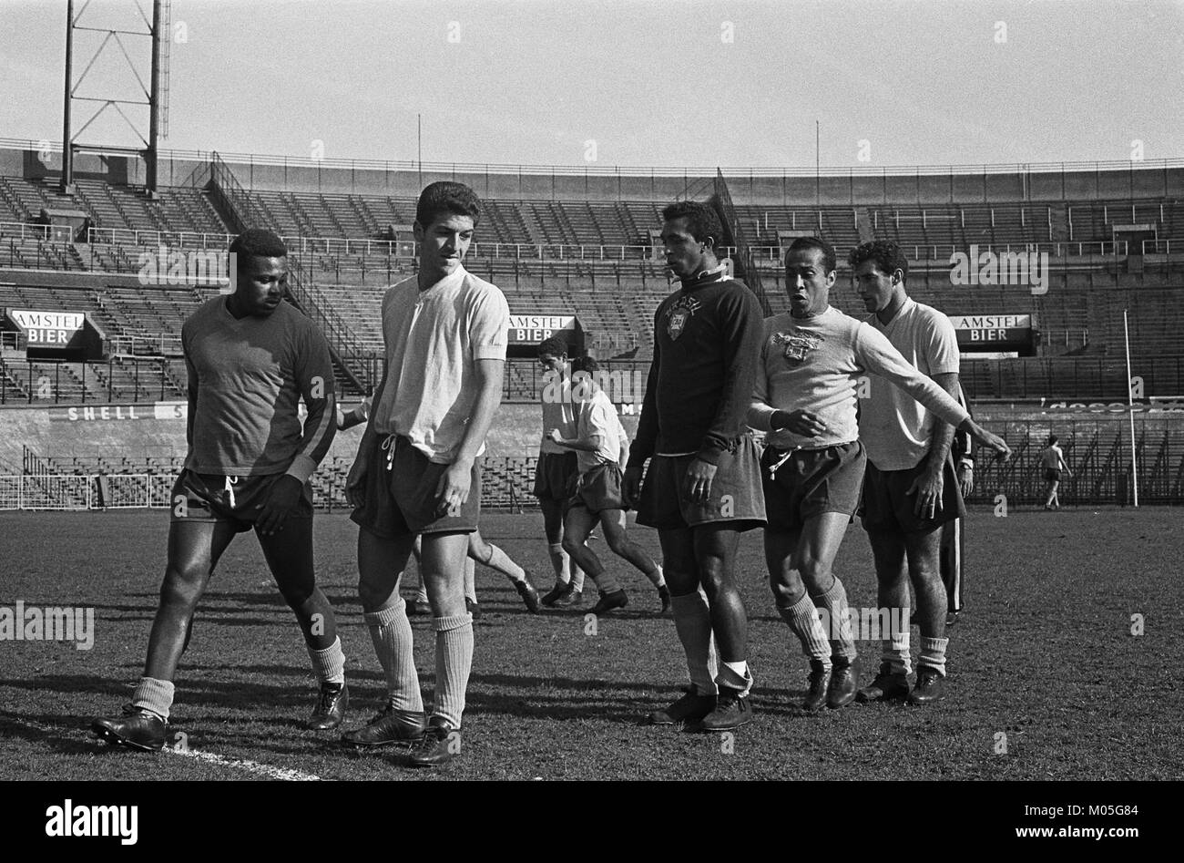 The Brazilian national football team is shown training at the Olympic ...