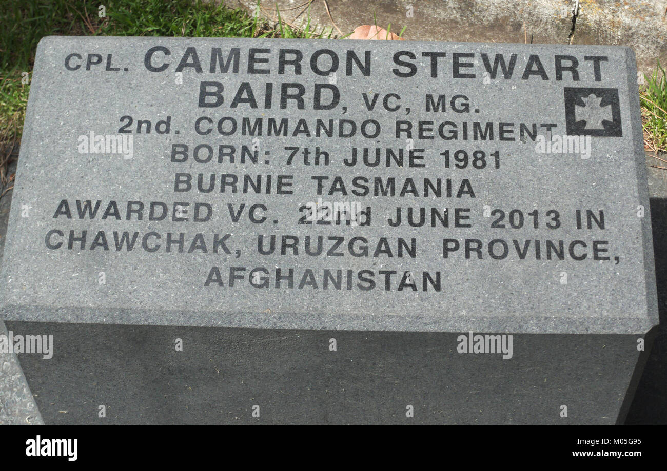 The Cameron Baird Memorial in Burnie, Tasmania, honors the life and ...