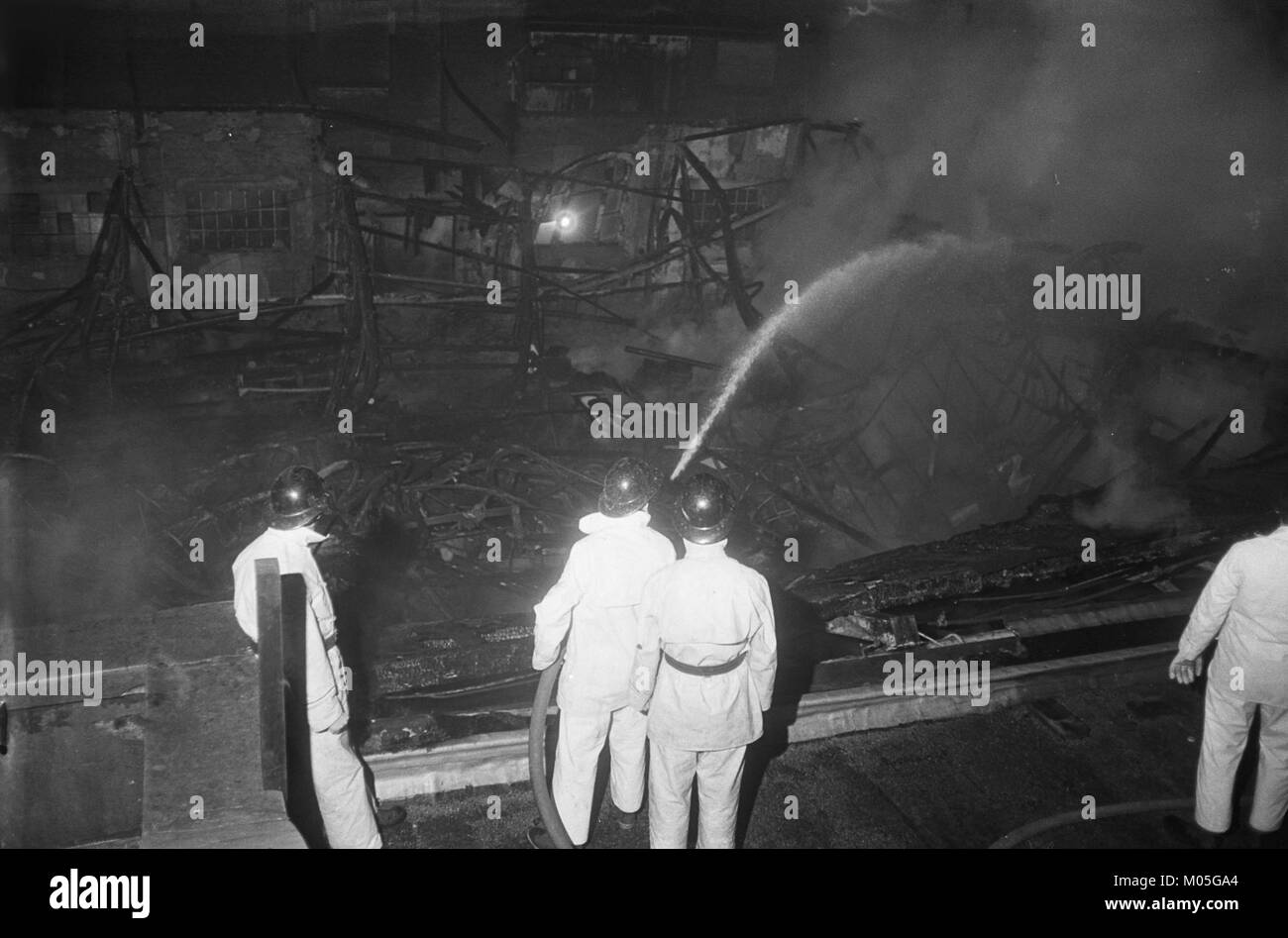 This image shows a fire at the Everest furniture factory in Rotterdam ...