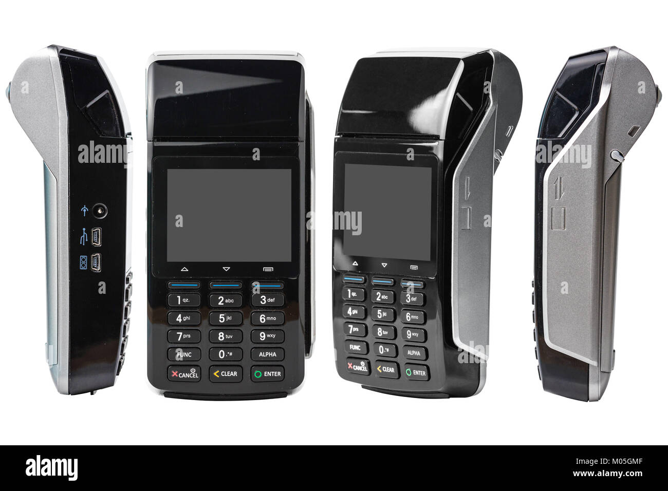 POS payment terminal with GPRS isolated on white background Stock Photo ...