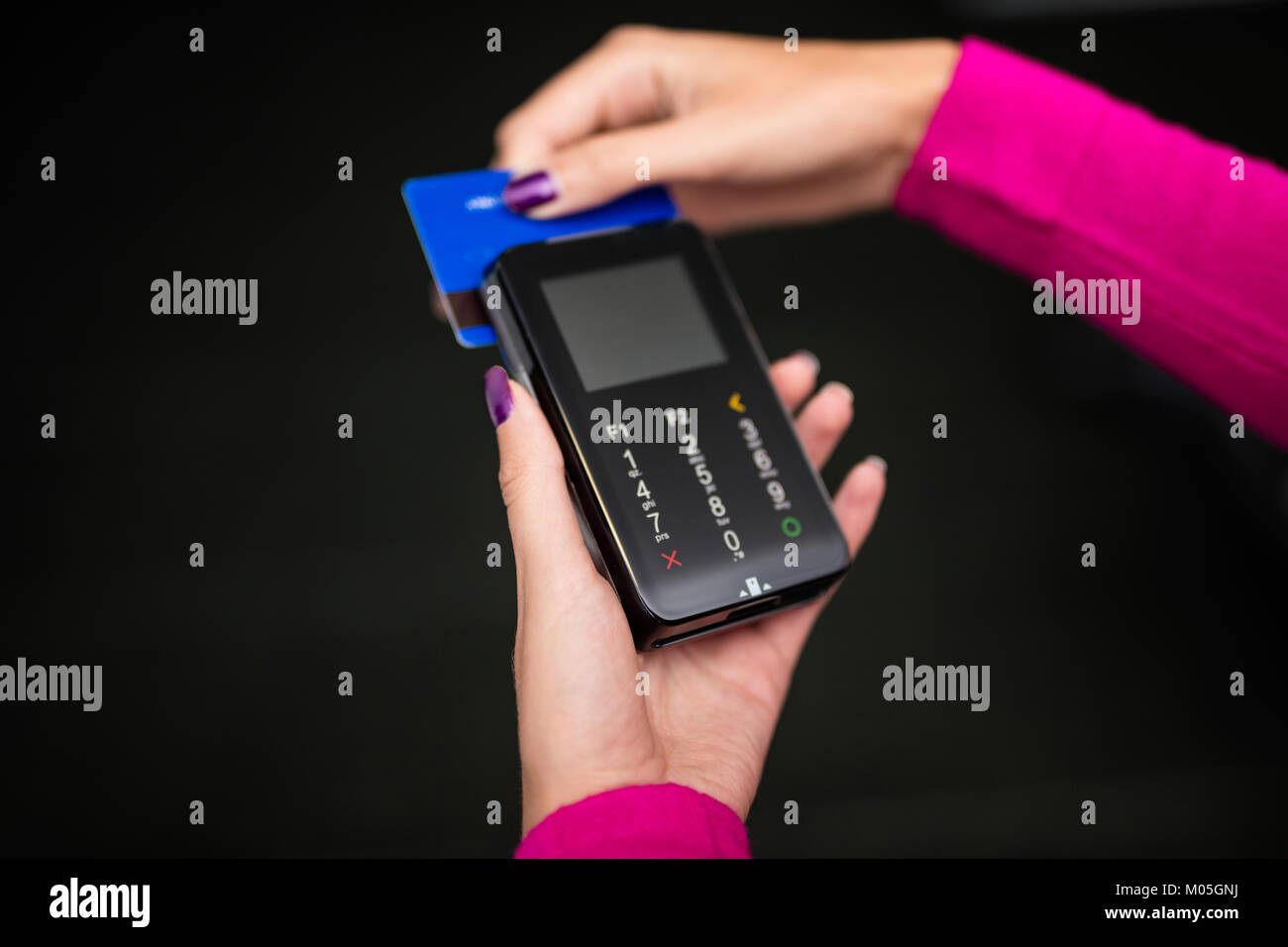 POS payment terminal with GPRS isolated on white background Stock Photo ...