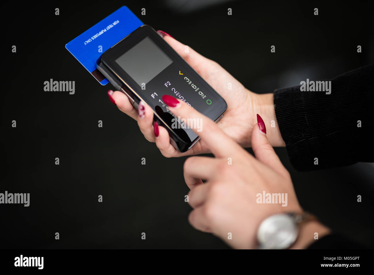 POS payment terminal with GPRS isolated on white background Stock Photo ...