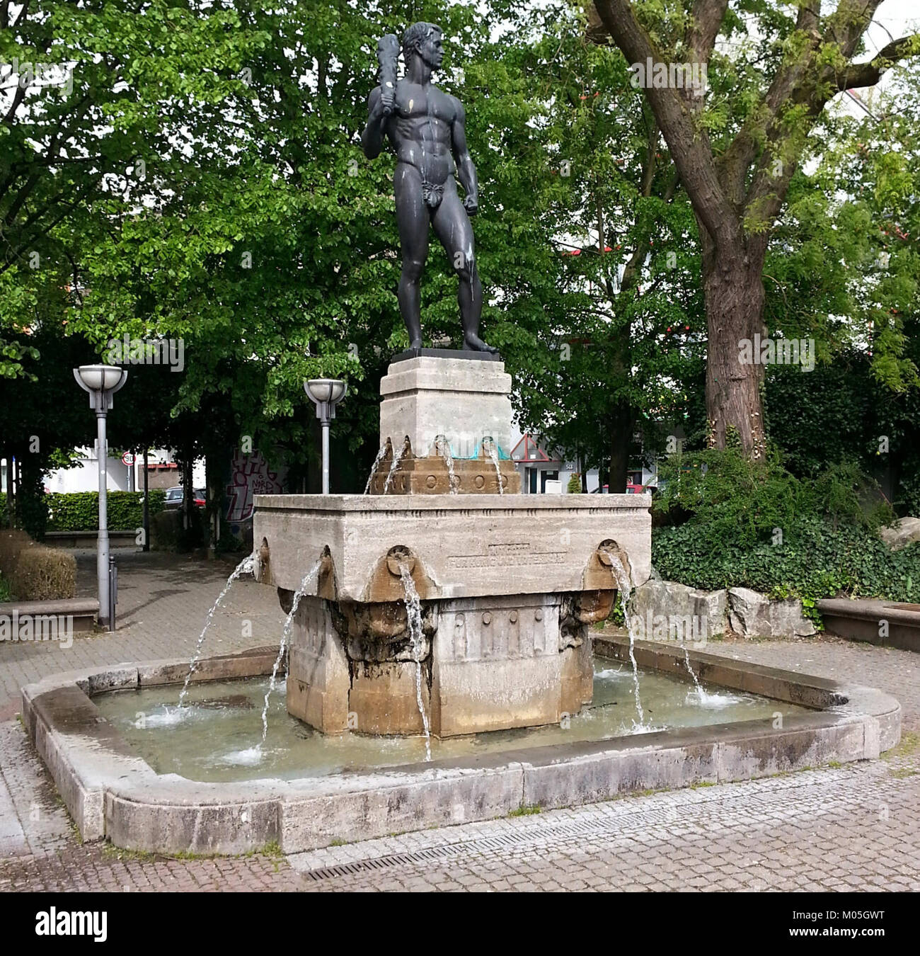 A historic view of the Brunnen am Weißen Stein (Fountain at the White ...