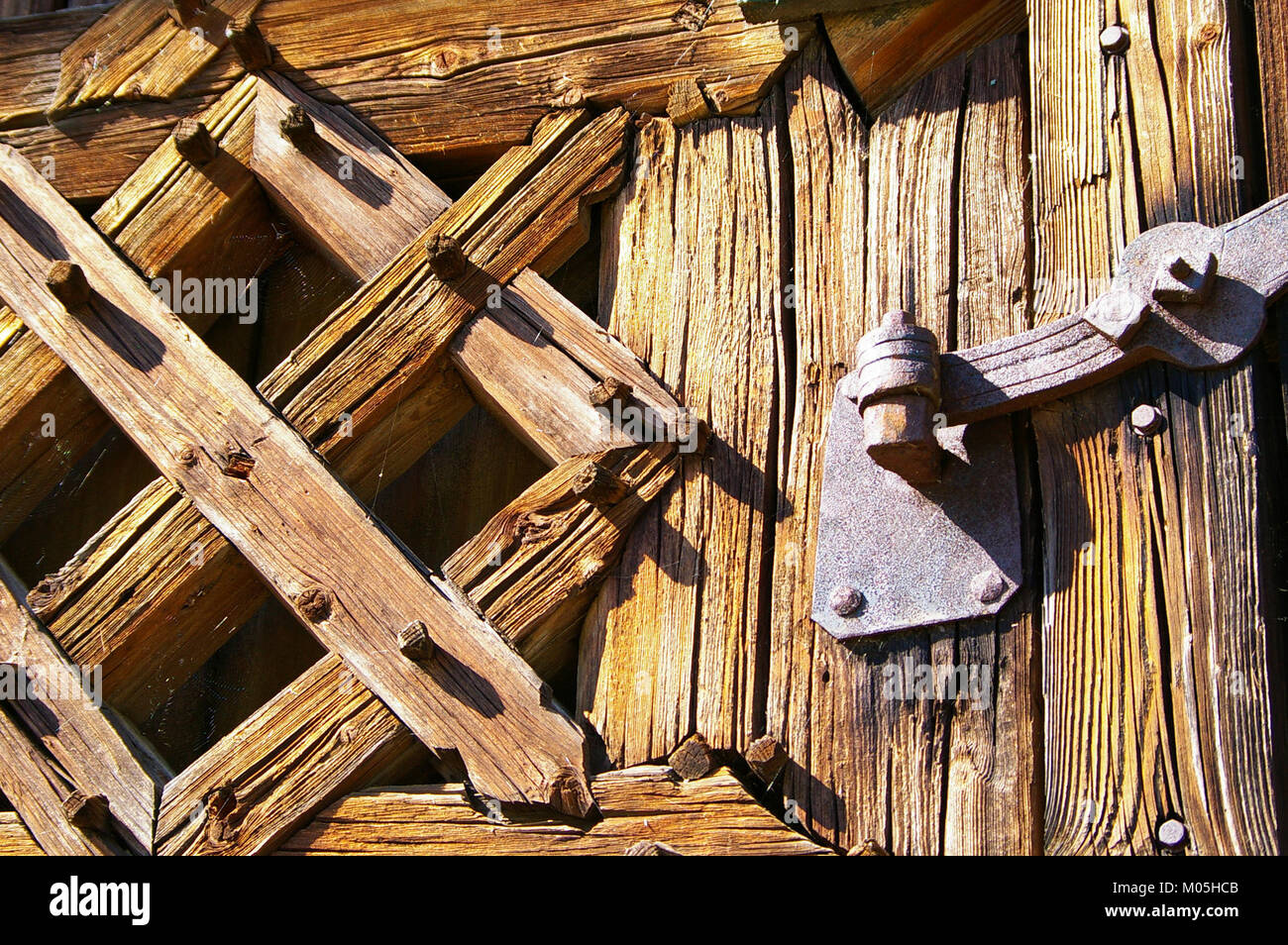 A traditional wooden farm building in the Alpine region, constructed ...