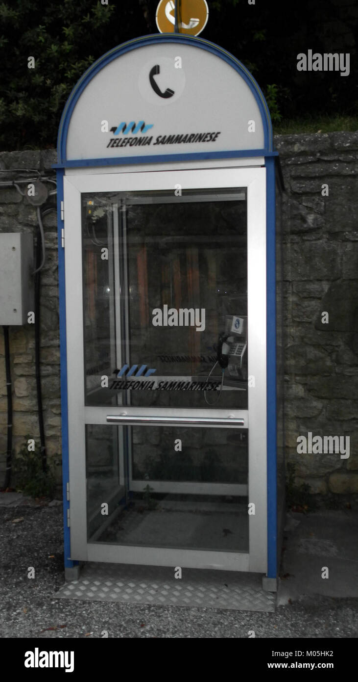 A photograph of a telephone booth in San Marino, known for its distinct ...