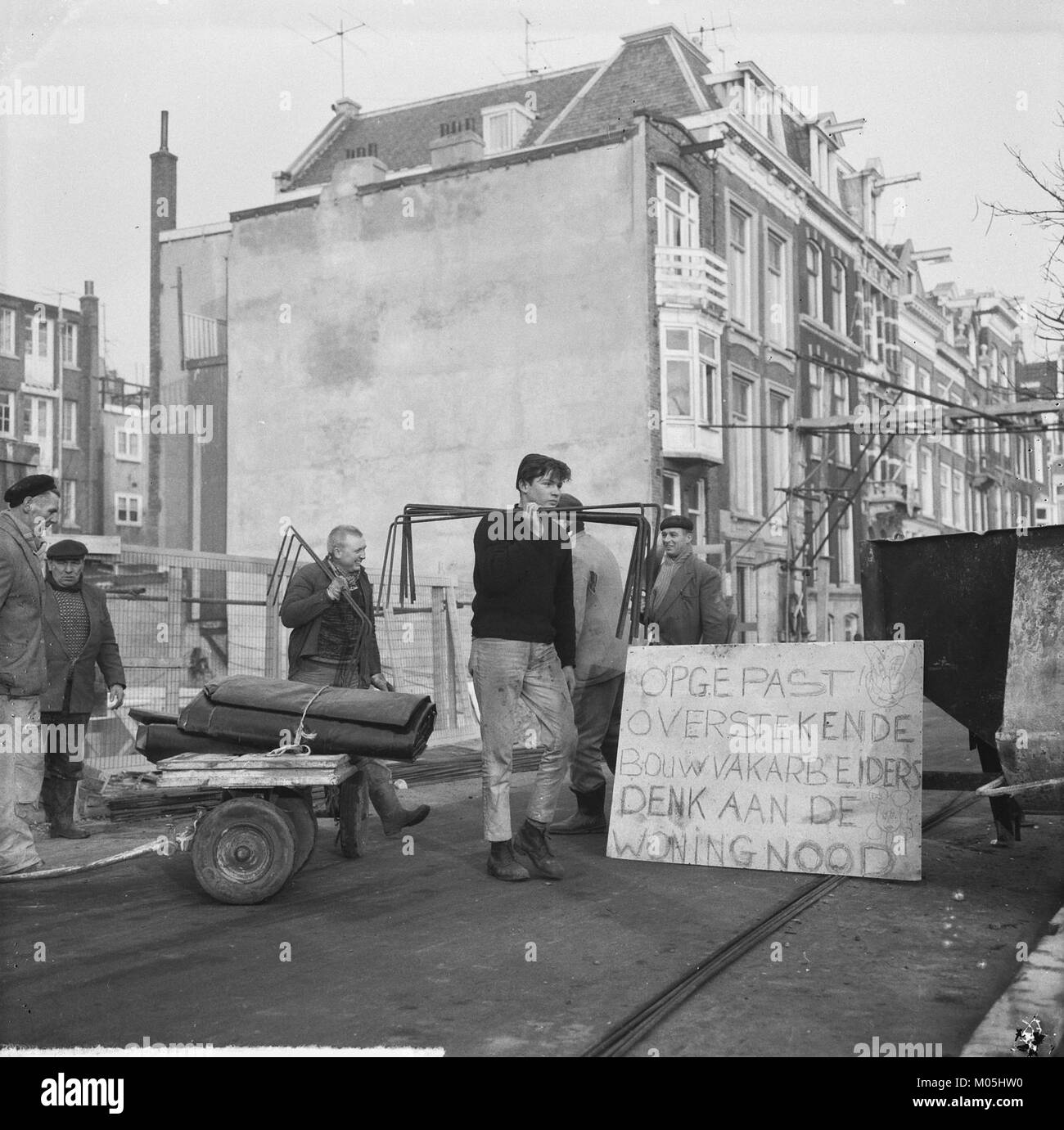 This historical photo captures construction workers at Frederiksplein ...