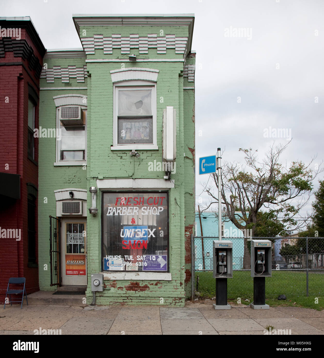 Row House Barber shop Stock Photo - Alamy