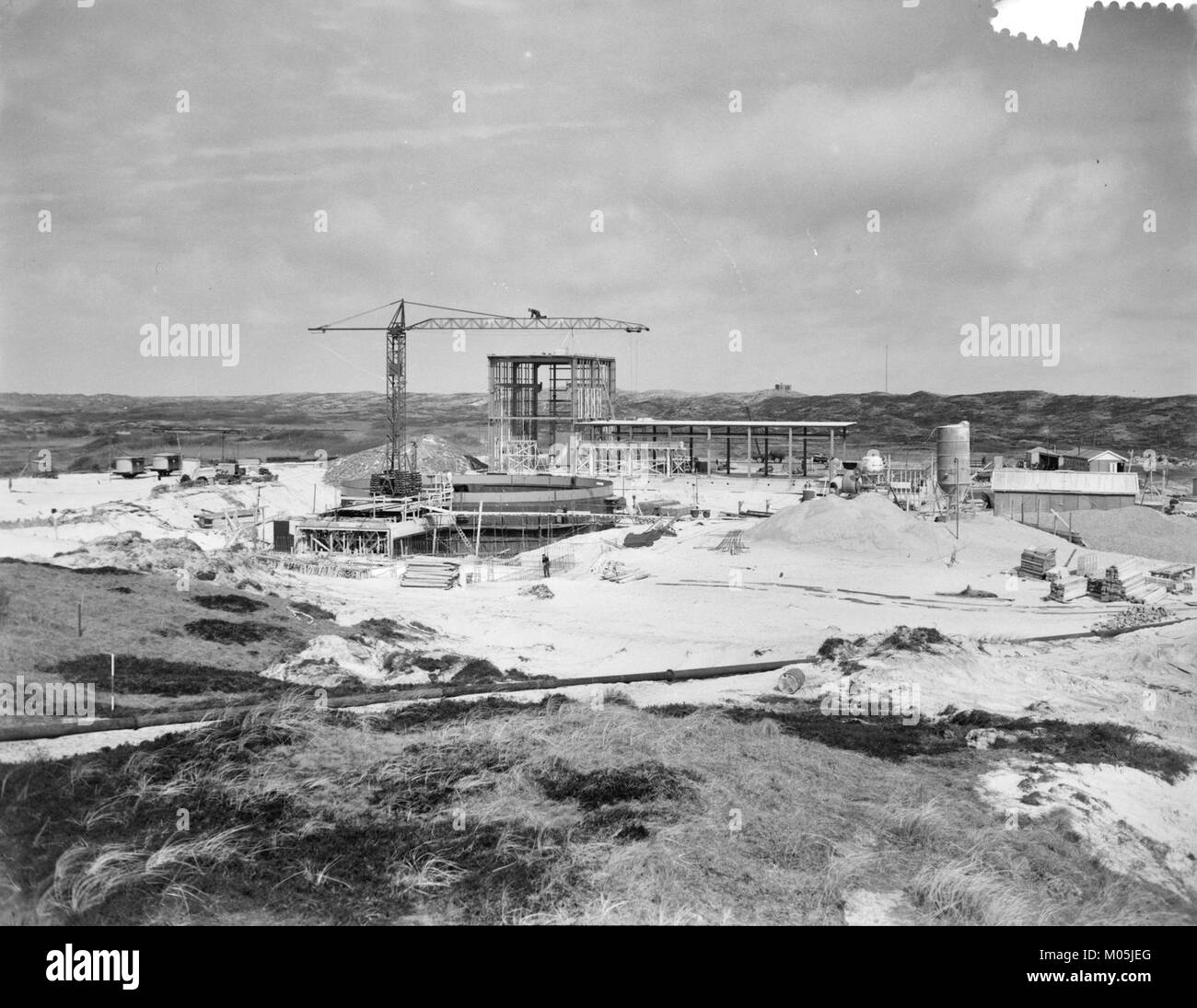 A historical image documenting the construction of a nuclear reactor in ...