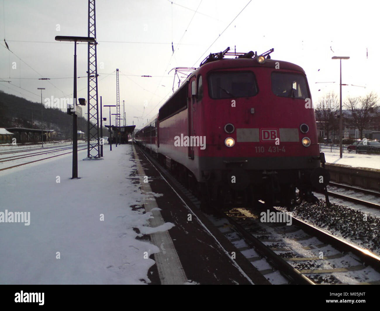 A photograph of the BR 110 locomotive with a Regional Express (RE ...
