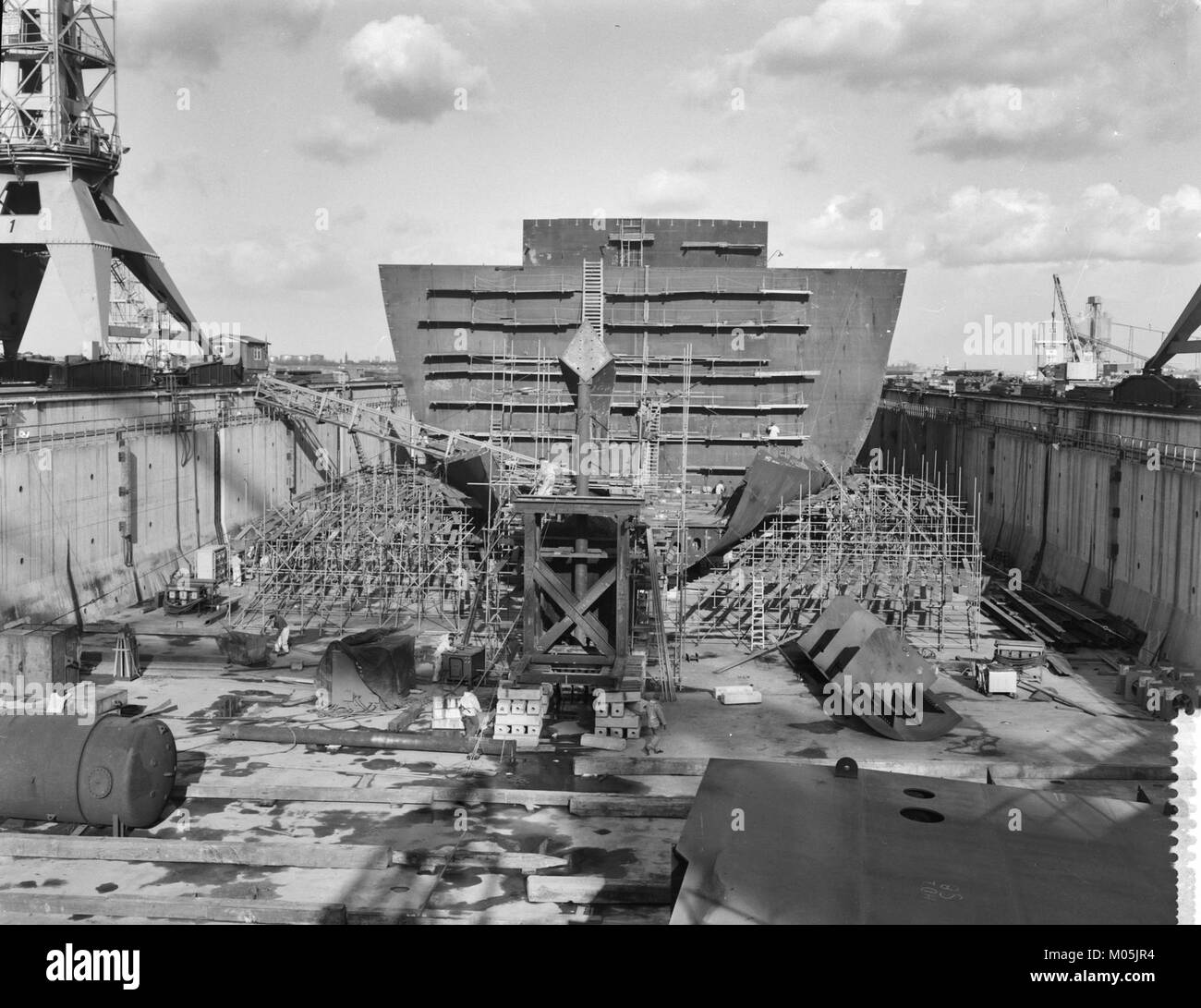 A photograph documenting the construction of the largest dock in Europe ...