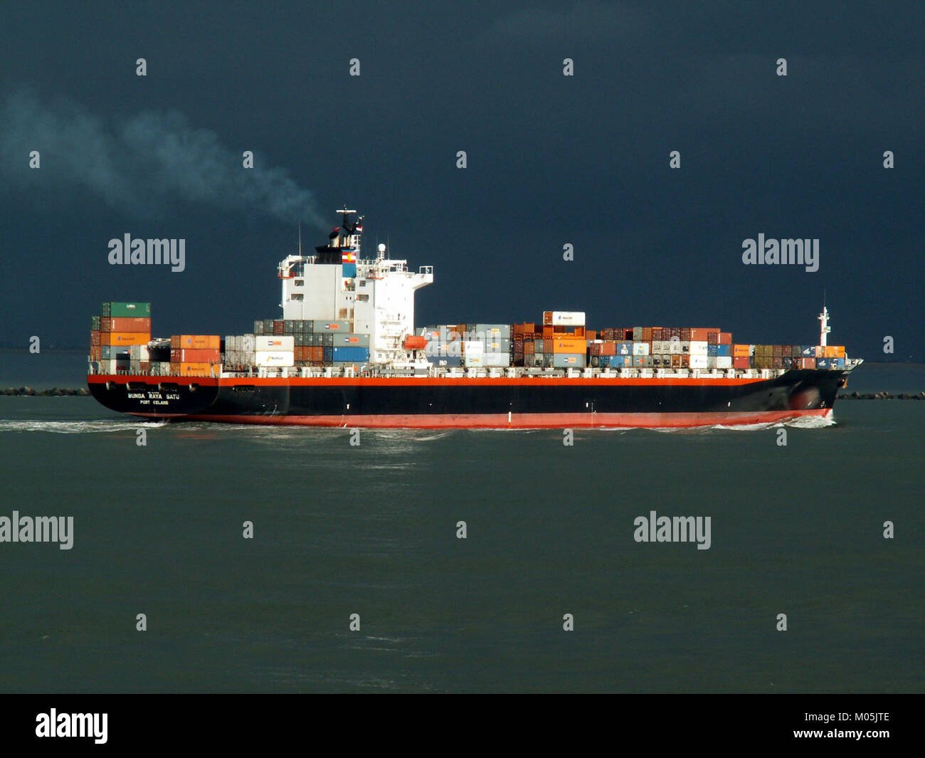 The 'Bunga Raya Satu' is a vessel approaching the Port of Rotterdam in ...