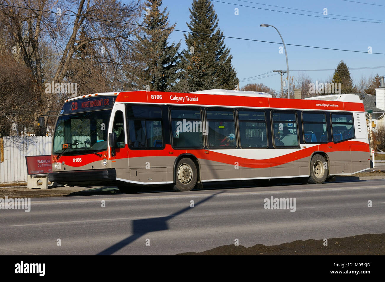 A photograph of a Calgary Transit Nova LFS40102 bus, showcasing the ...