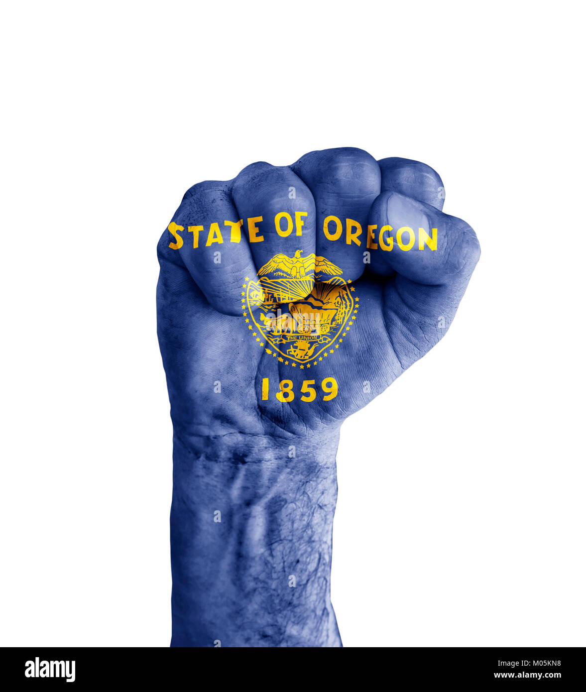 Flag of US Oregon state painted on human fist like victory symbol Stock ...