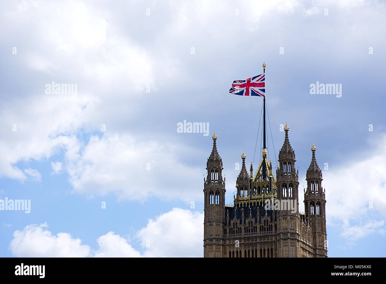 Top of victoria tower with british flag hi-res stock photography and ...