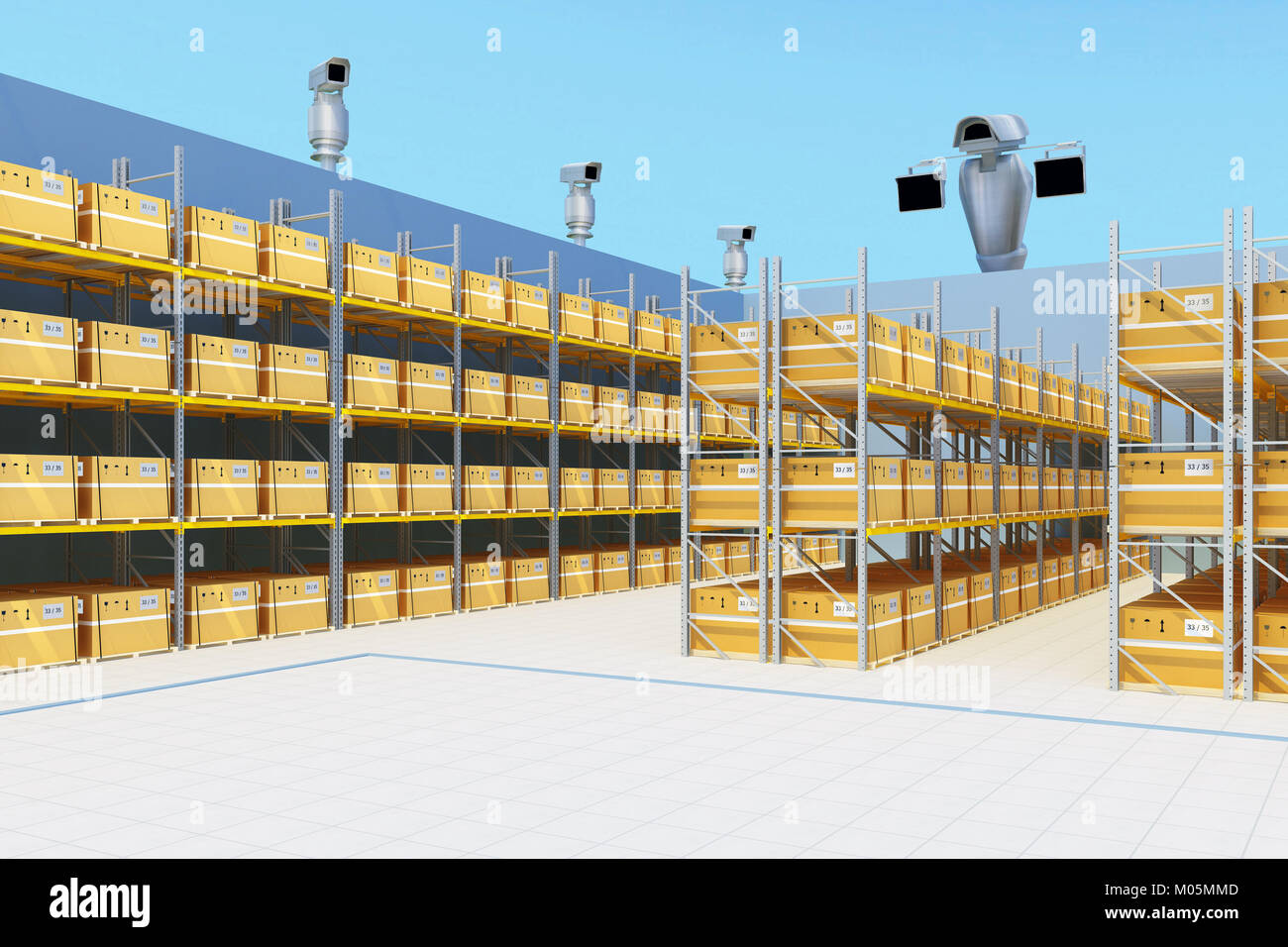 video monitoring in the warehouse 3d rendering Stock Photo - Alamy