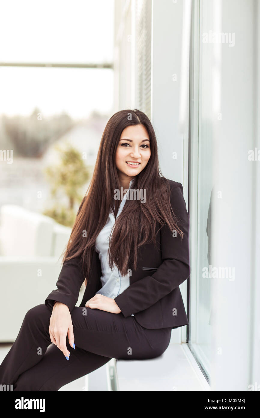 portrait of a young prospective female employee on the background of a ...