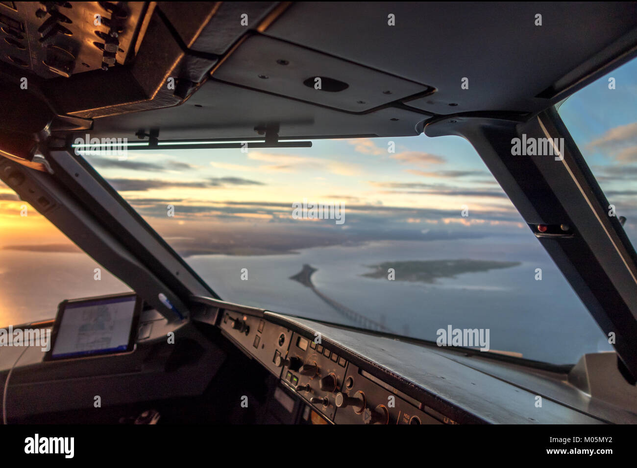 Cockpit look on sunset Stock Photo - Alamy