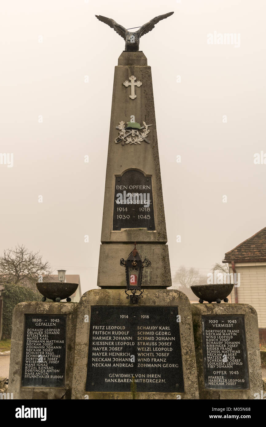 War memorial of both world wars in Fraettingsdorf, Austria (german ...