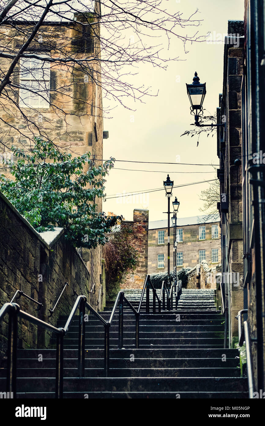 View of historic Vennel steps at Grassmarket in Edinburgh Old Town ...