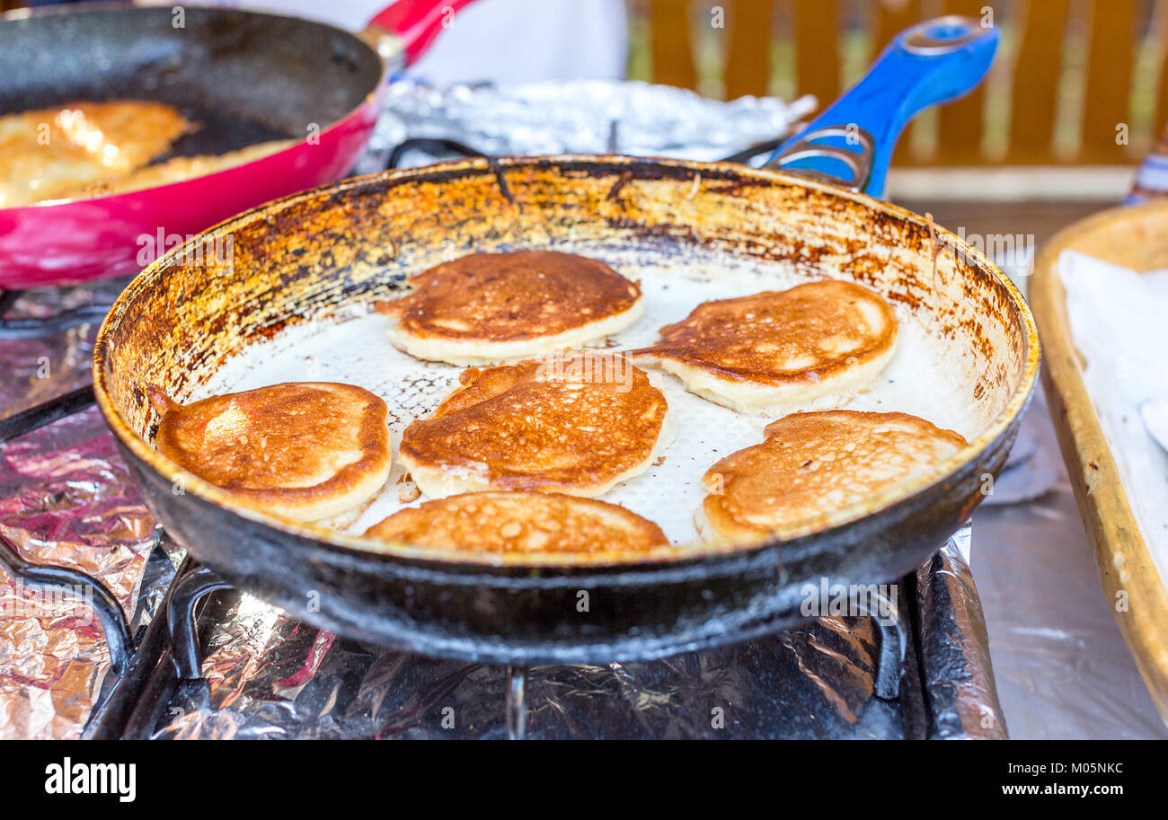 Pancakes fried in frying pan hi-res stock photography and images - Alamy