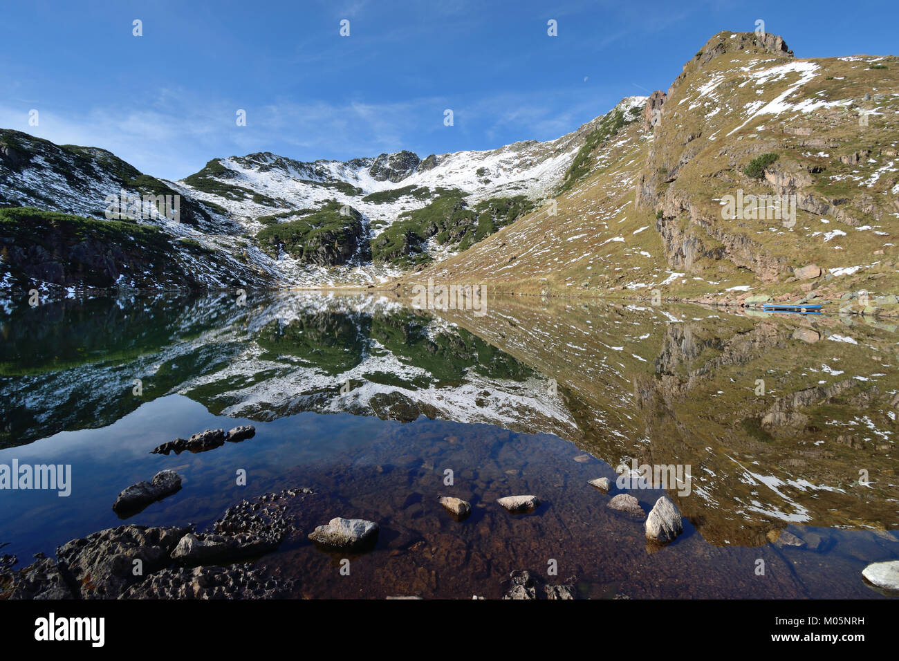 mountain lake Wildsee at Mt. Wildseeloder in the austrian alps near ...