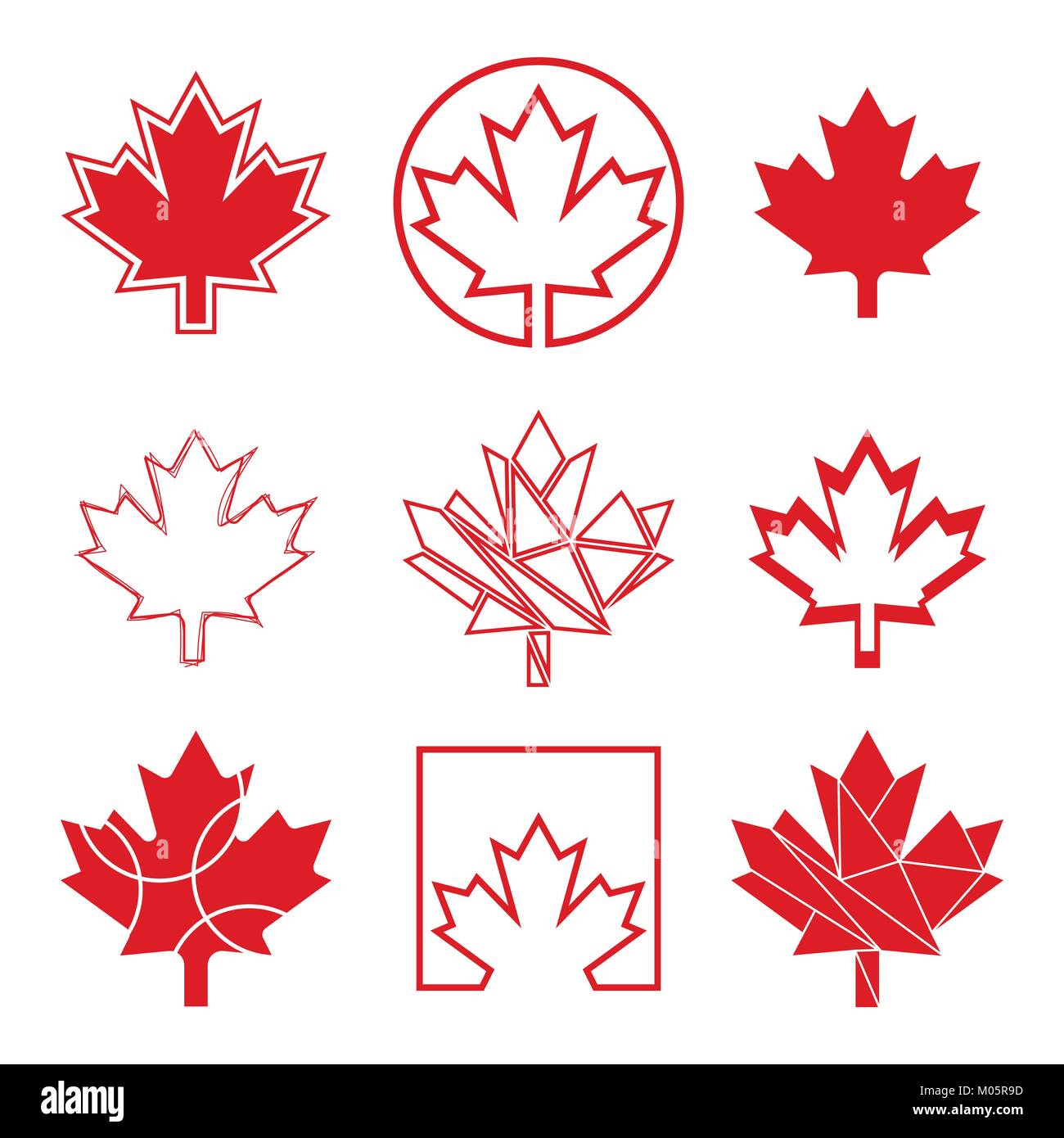 A set of nine unique maple leaf designs. These custom Canadian graphics ...