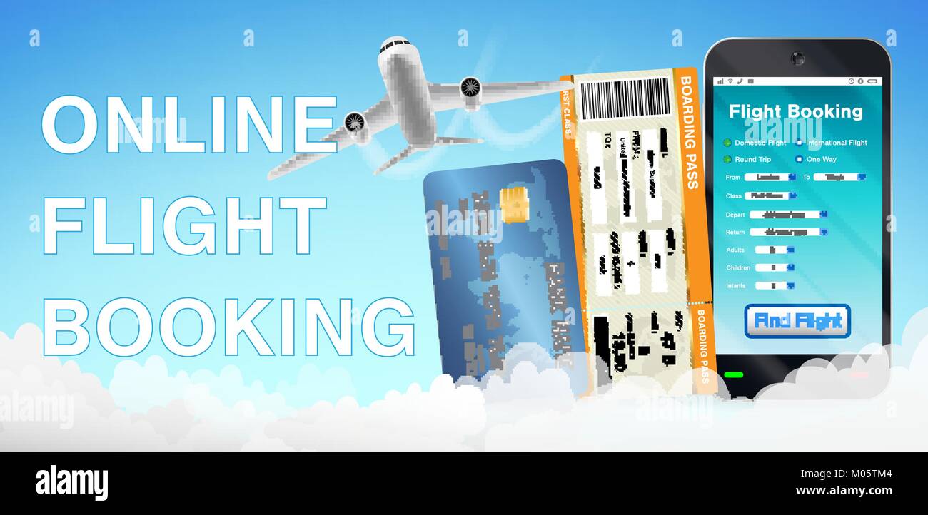 Online flight booking and credit card Stock Vector Images - Alamy