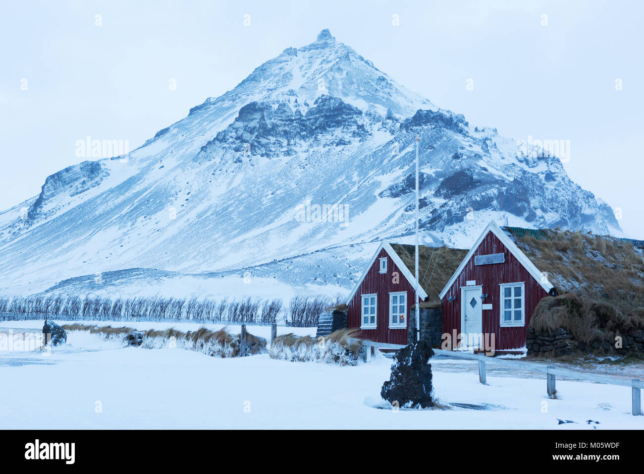 Icelandic turf houses in Arnarstapi. Arnarstapi or Stapi is a small ...