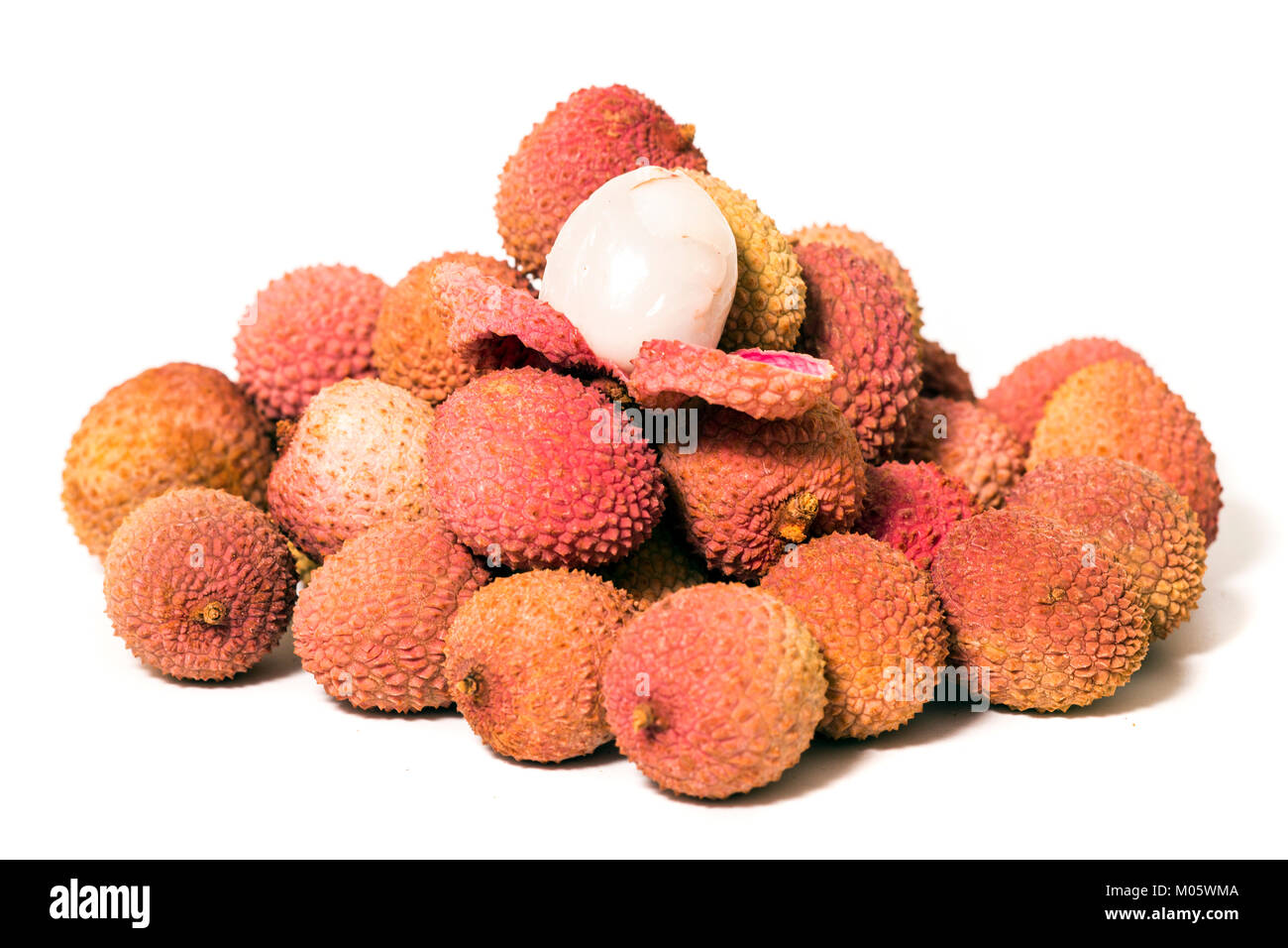 Bunch of Lychee fruits isolated on a white background Stock Photo - Alamy