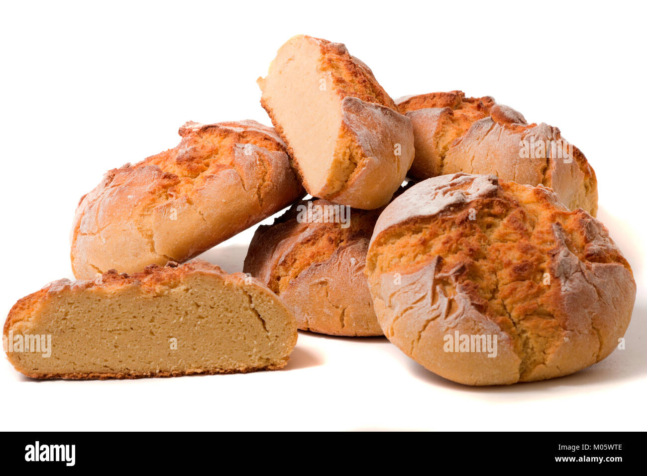 Traditional Portuguese Corn Bread isolated on a white background Stock ...