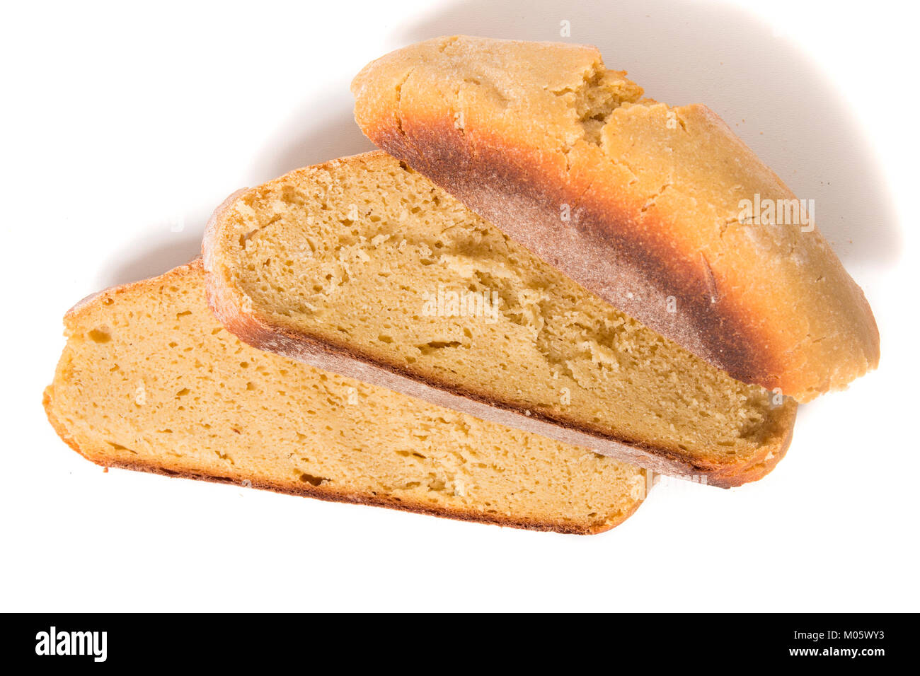 Traditional Portuguese Corn Bread isolated on a white background Stock ...