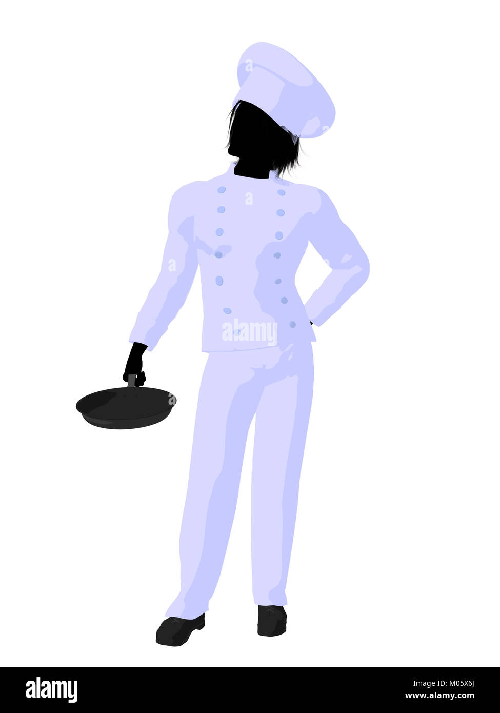Male chef with a skillet silhouette on a white background Stock Photo ...