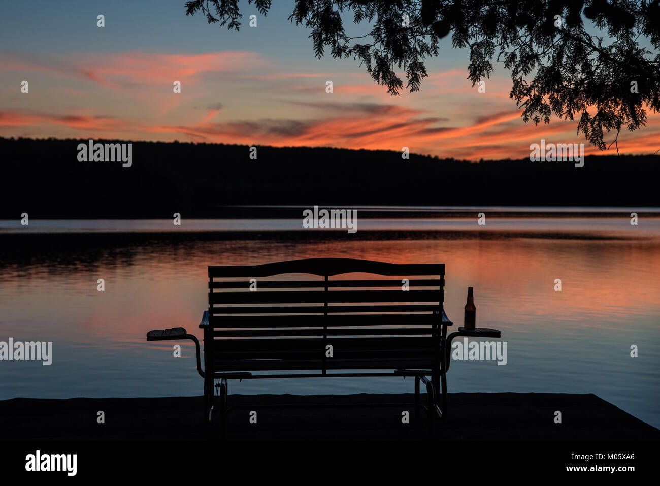Summer Bench View Stock Photo - Alamy