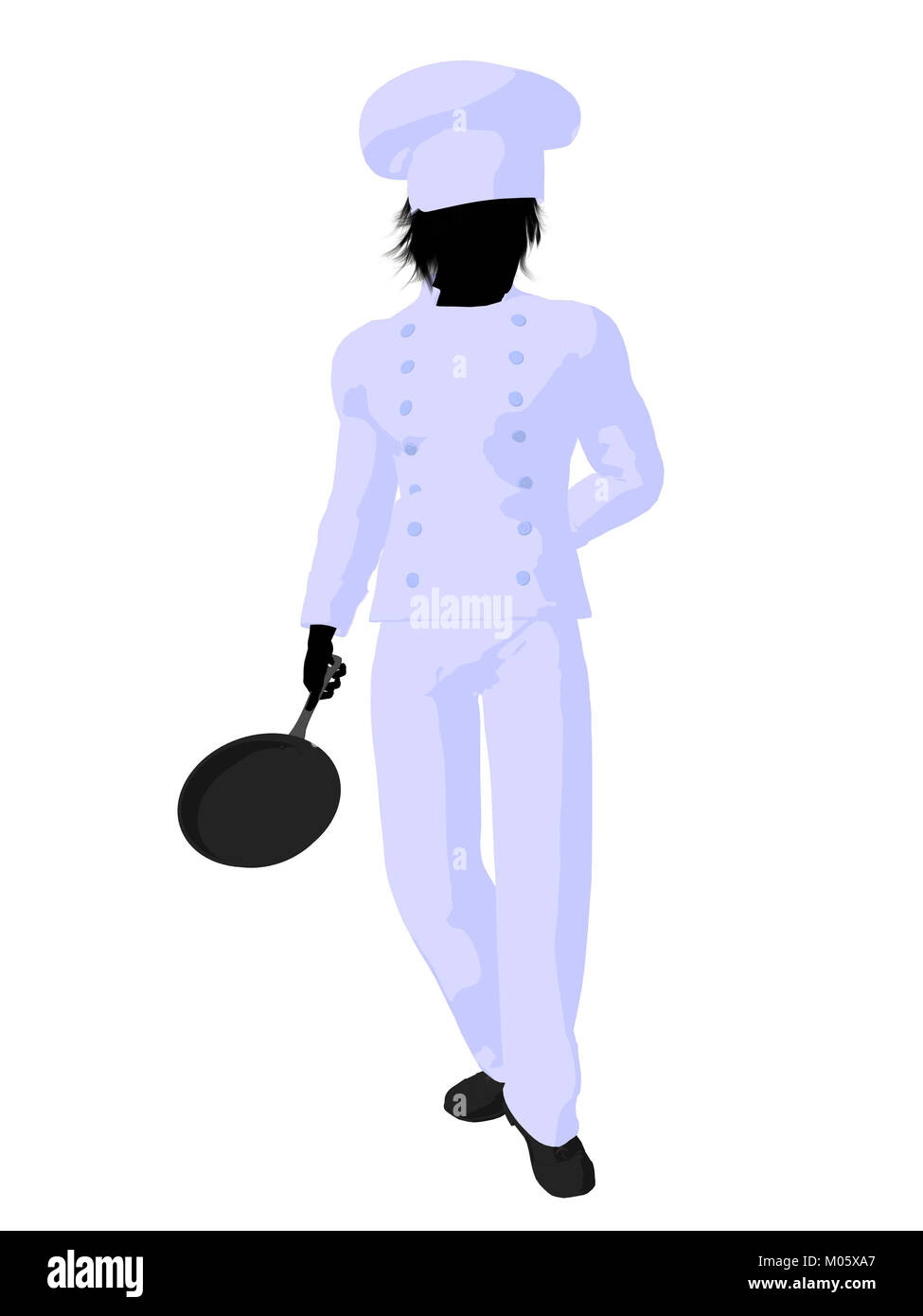 Male chef with a skillet silhouette on a white background Stock Photo ...