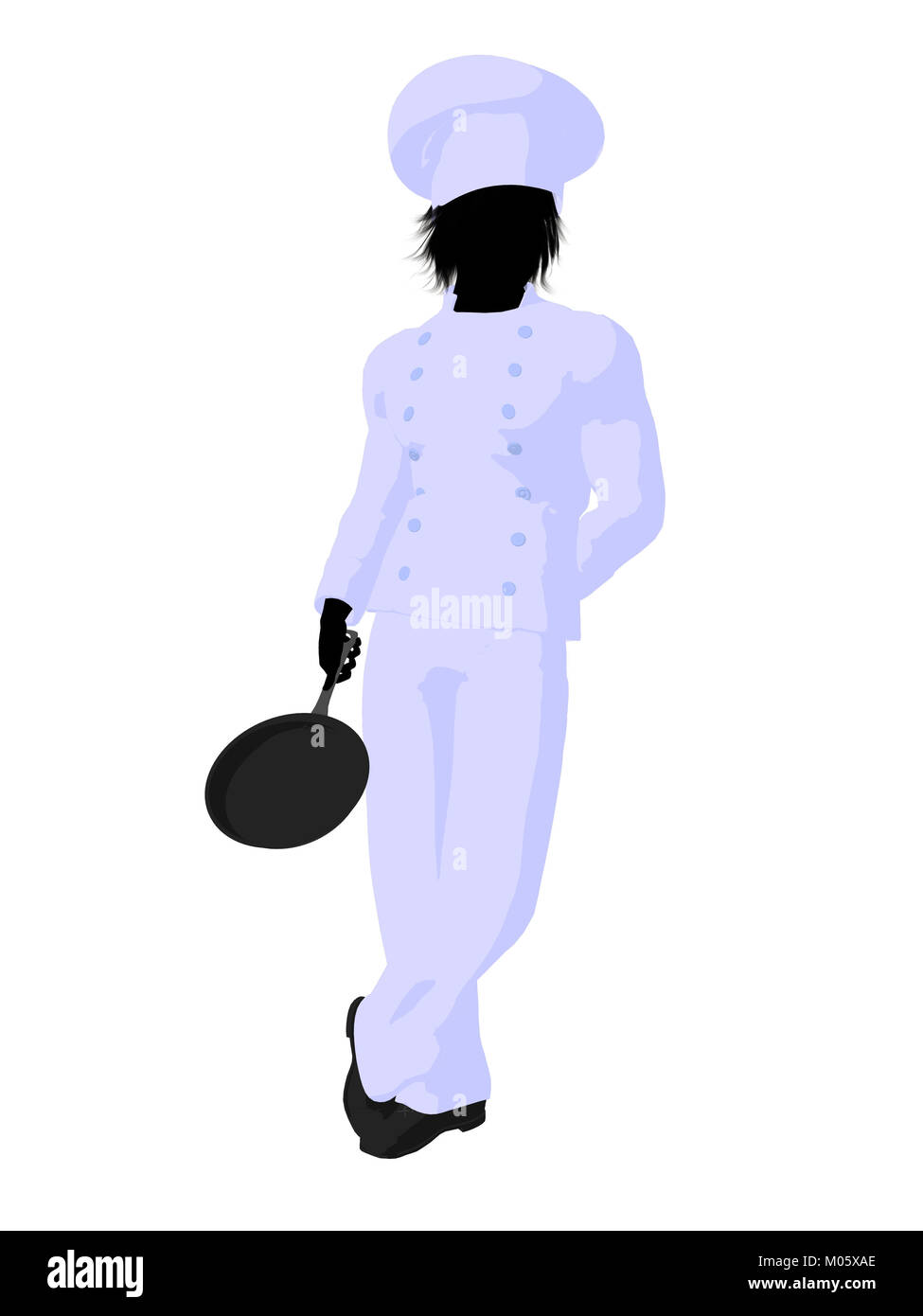 Male chef with a skillet silhouette on a white background Stock Photo ...