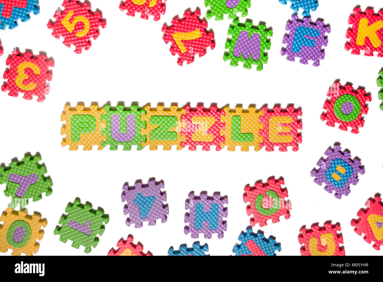 Foam puzzle letter uppercase with word Puzzle isolated on a white ...
