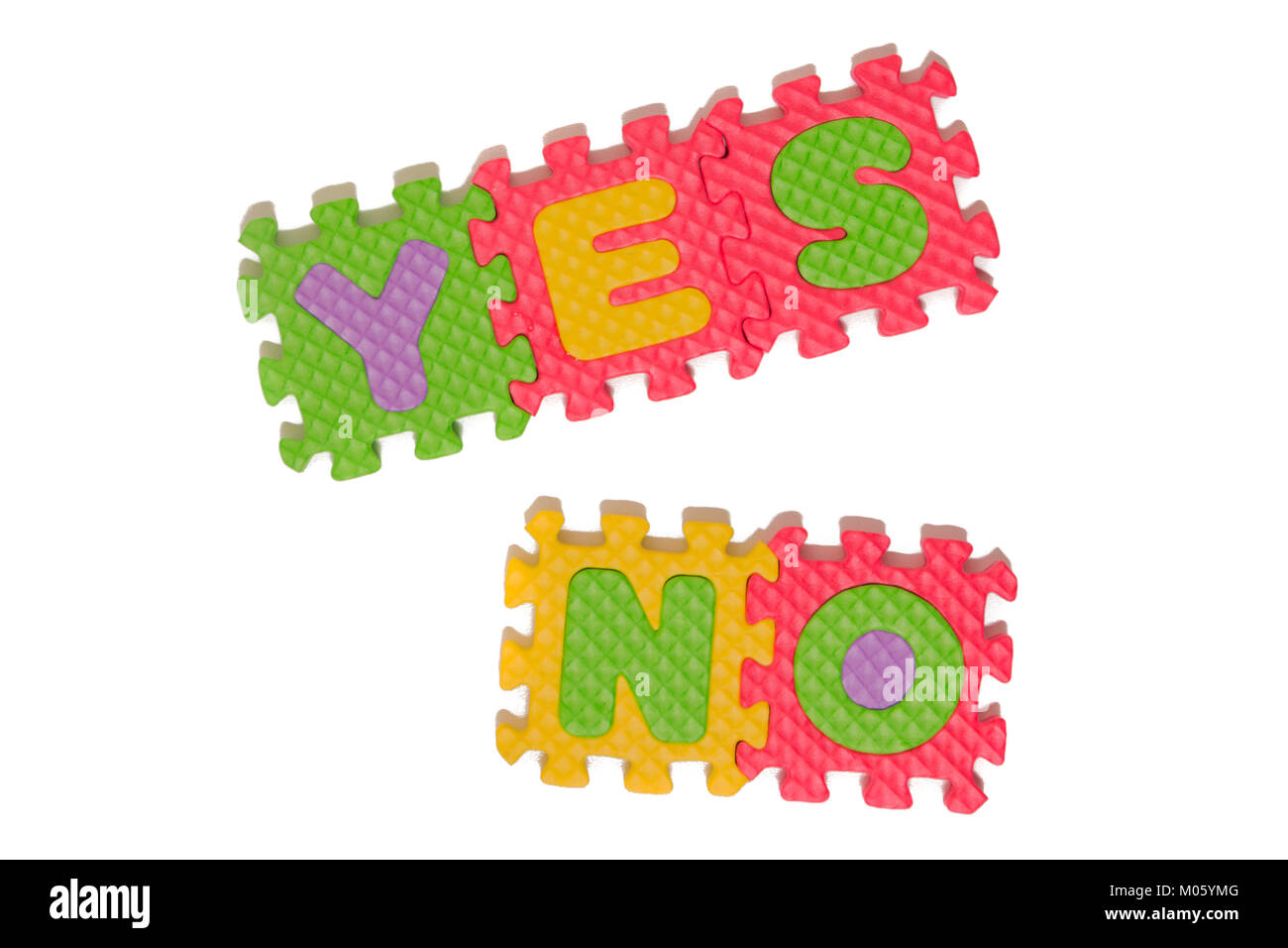 Foam puzzle letter uppercase with word Yes No isolated on a white ...