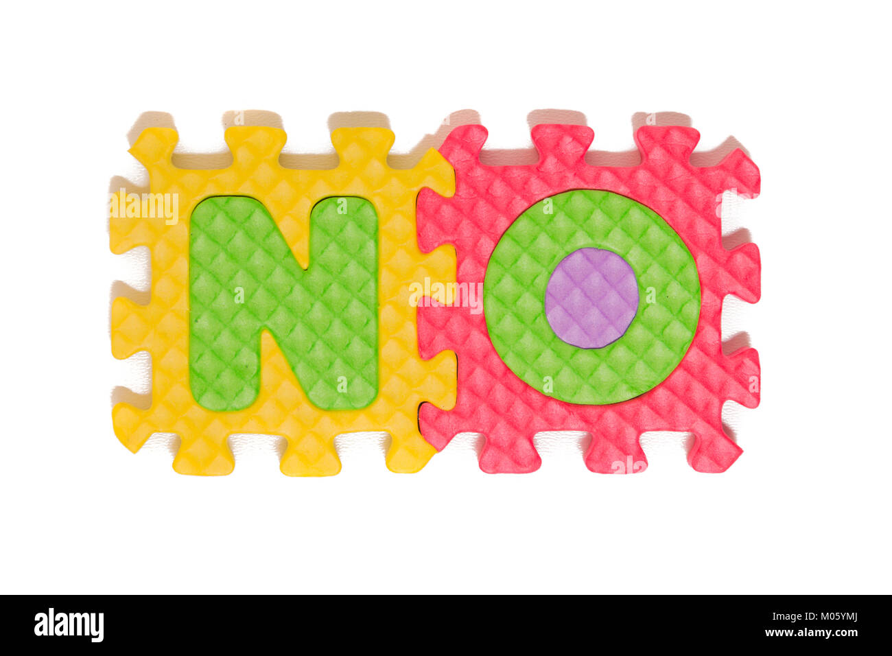 Foam puzzle letter uppercase with word No isolated on a white ...