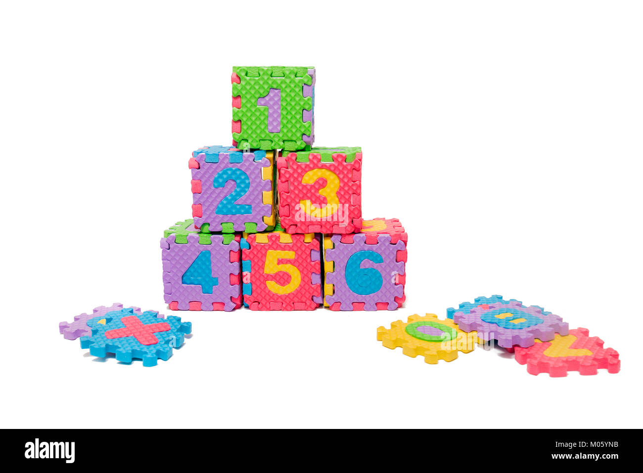Foam puzzle numbers isolated on a white background Stock Photo - Alamy