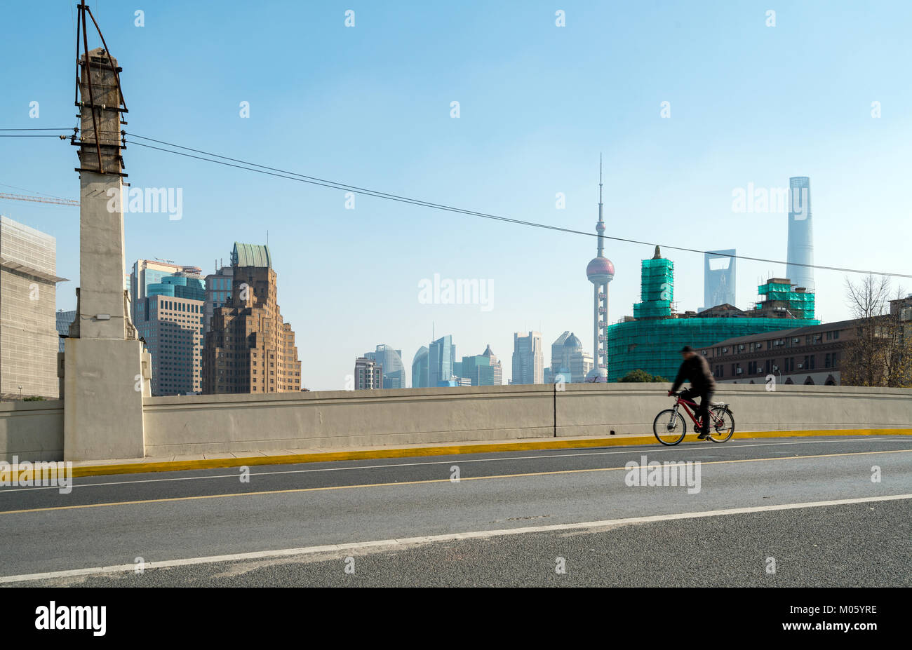 Shanghai Pudong Financial District's high-rise and ride-sharing bike ...