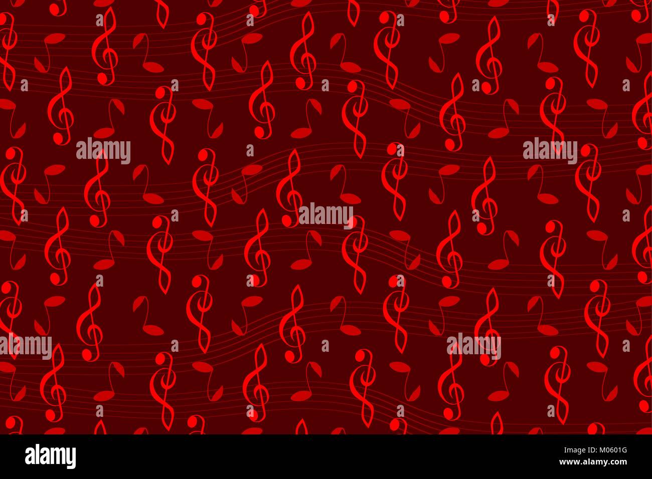 Musical pattern with notes, Music vector pattern - red Stock Vector ...