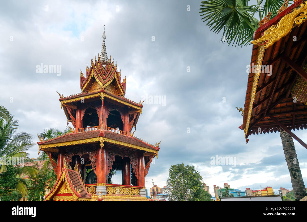 Beautiful buildings in ancient temples in Xishuangbanna, Yunnan, China ...