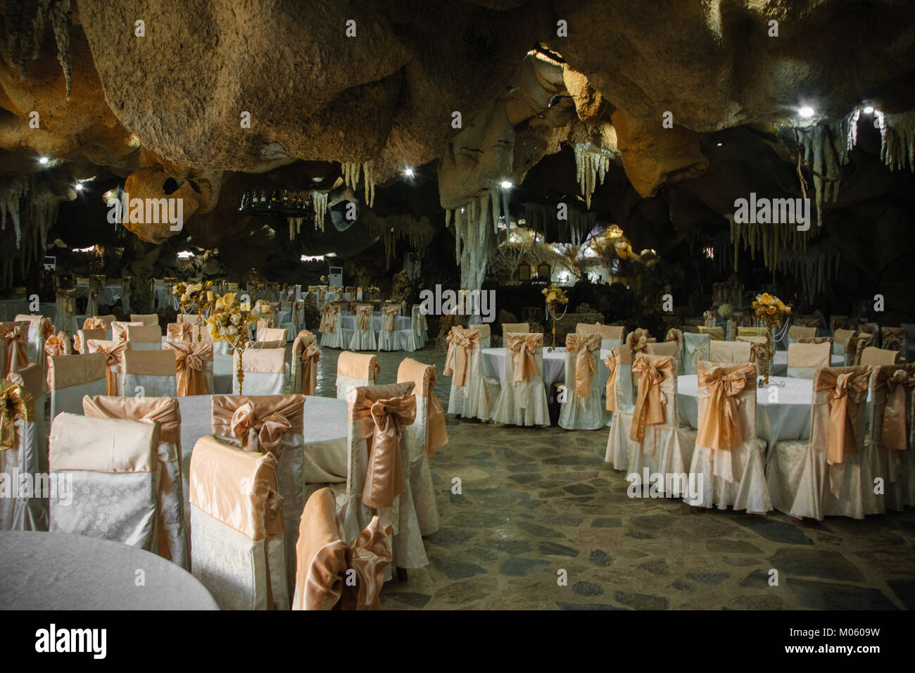 Internal view of a restaurant in horror-grotesque style. Interior ...