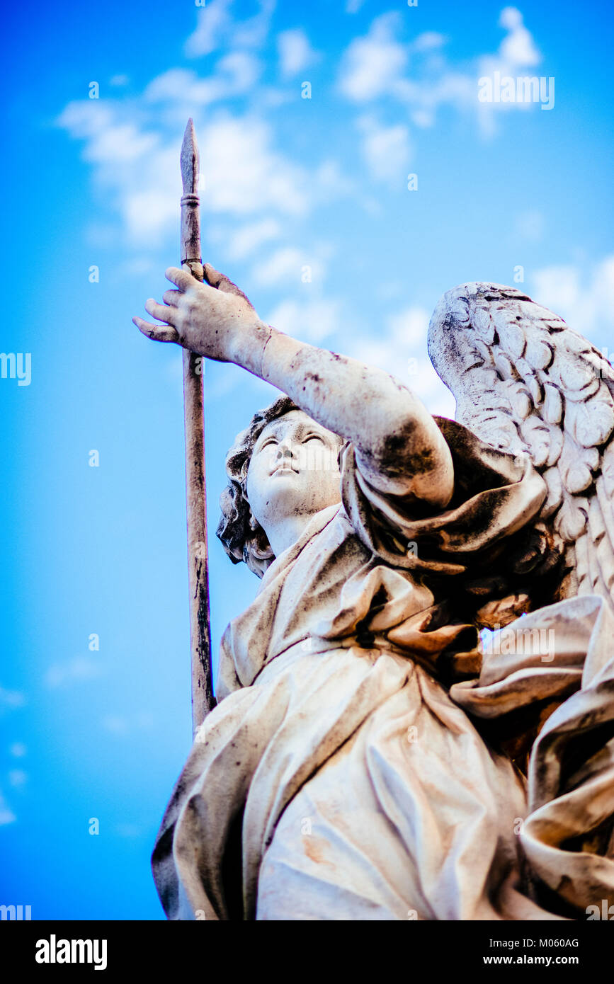Italy, Rome, Castel Sant'Angelo, statue of an angel with a spear ...