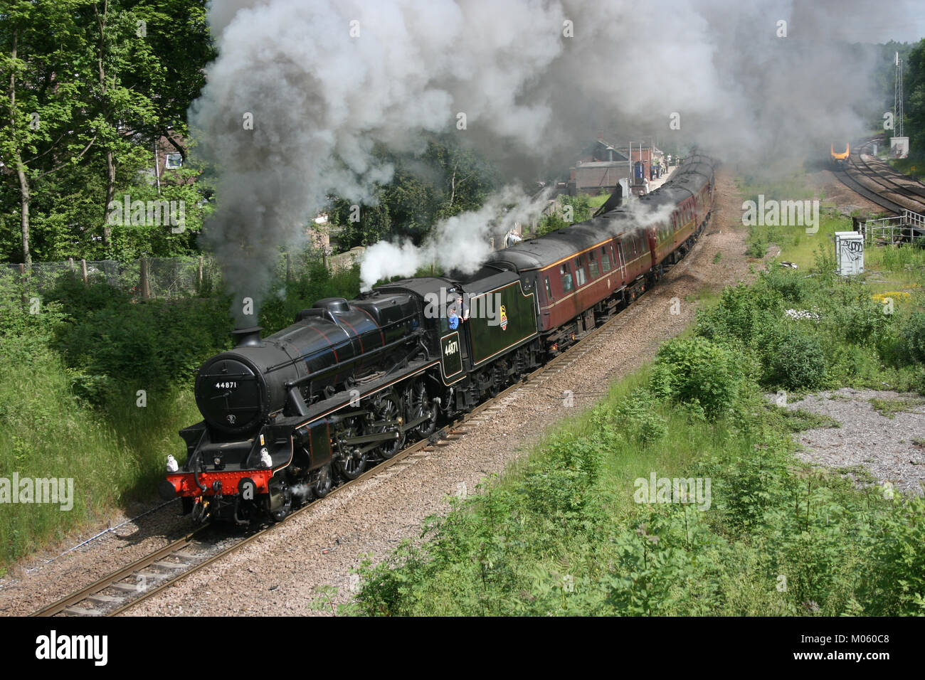 Black Five Steam Locomotive number 44871 at Dore on a charter train ...