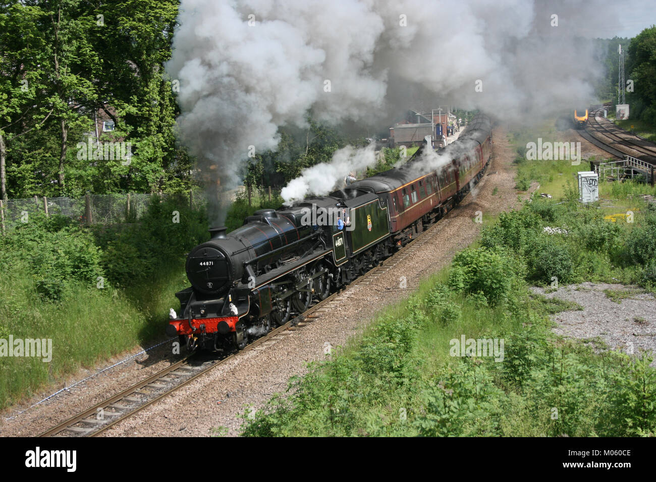Black Five Steam Locomotive number 44871 at Dore on a charter train ...
