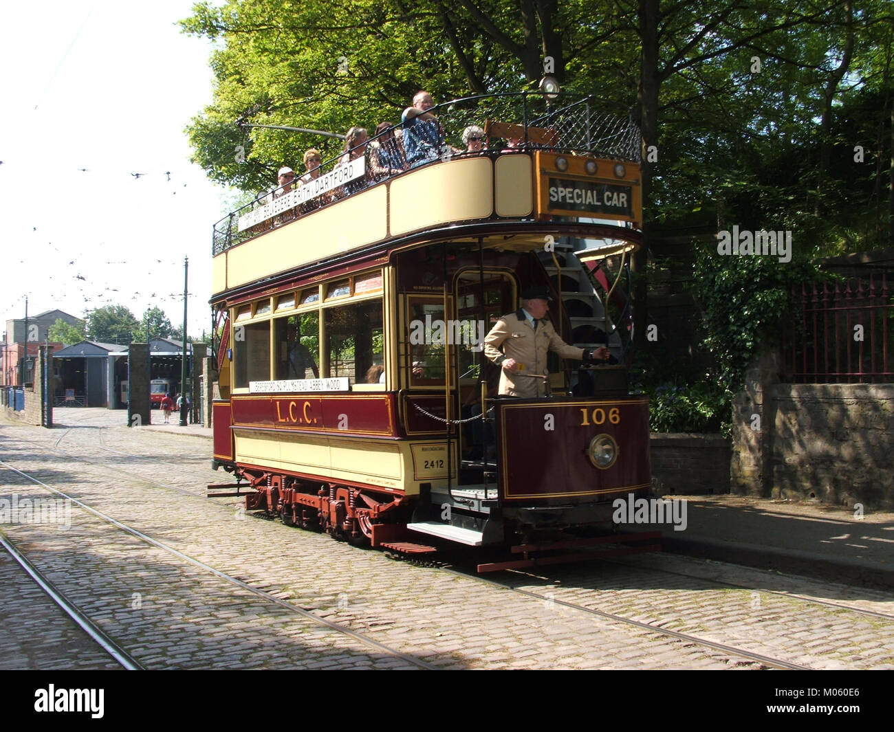 An old vintage tram at the National Tramway Museum at Crich - June 2006 ...