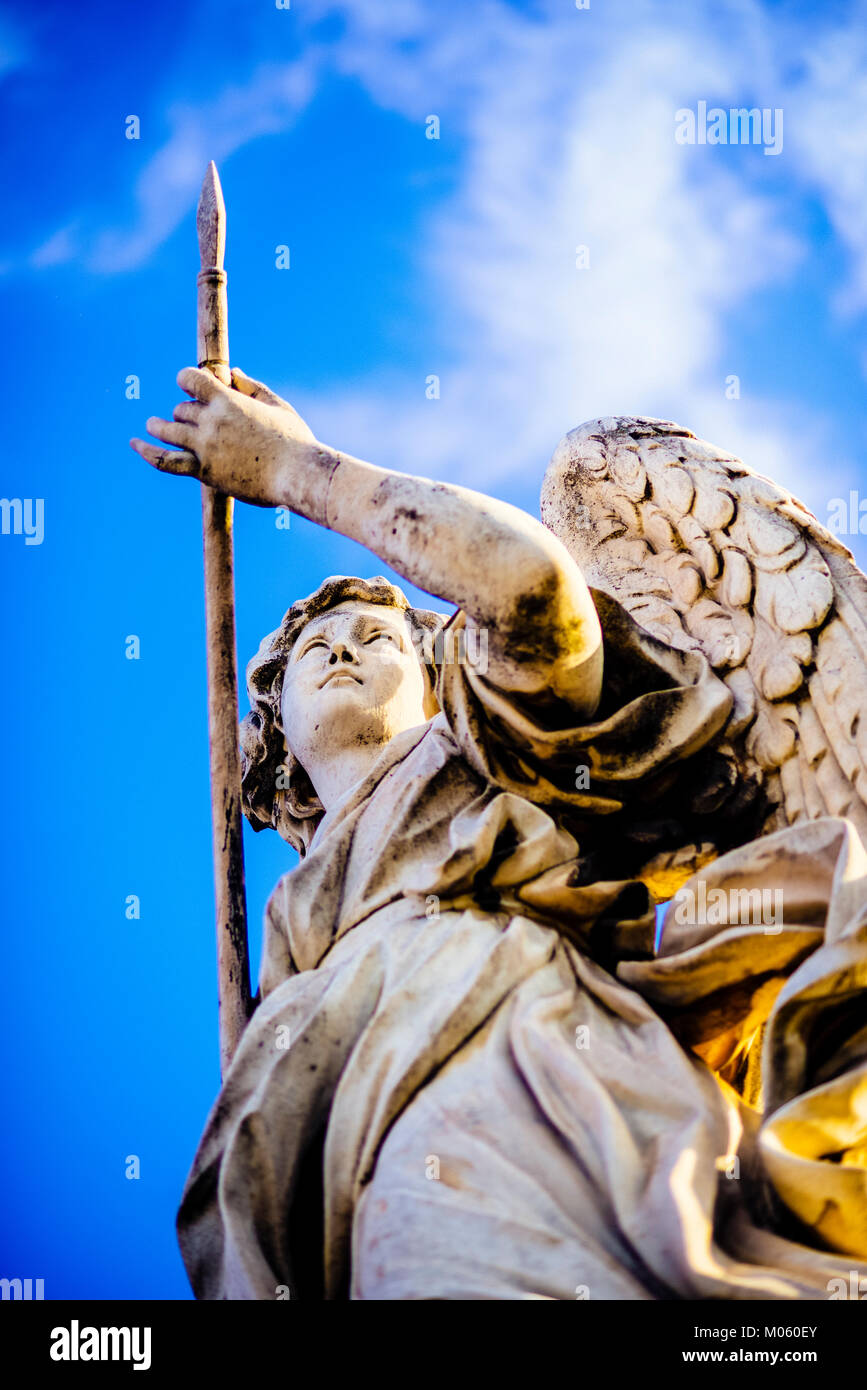 Italy, Rome, Castel Sant'Angelo, statue of an angel with a spear ...